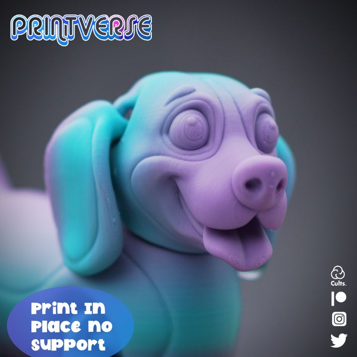 3D Printable Flexy Print In Place Beagle by Printverse